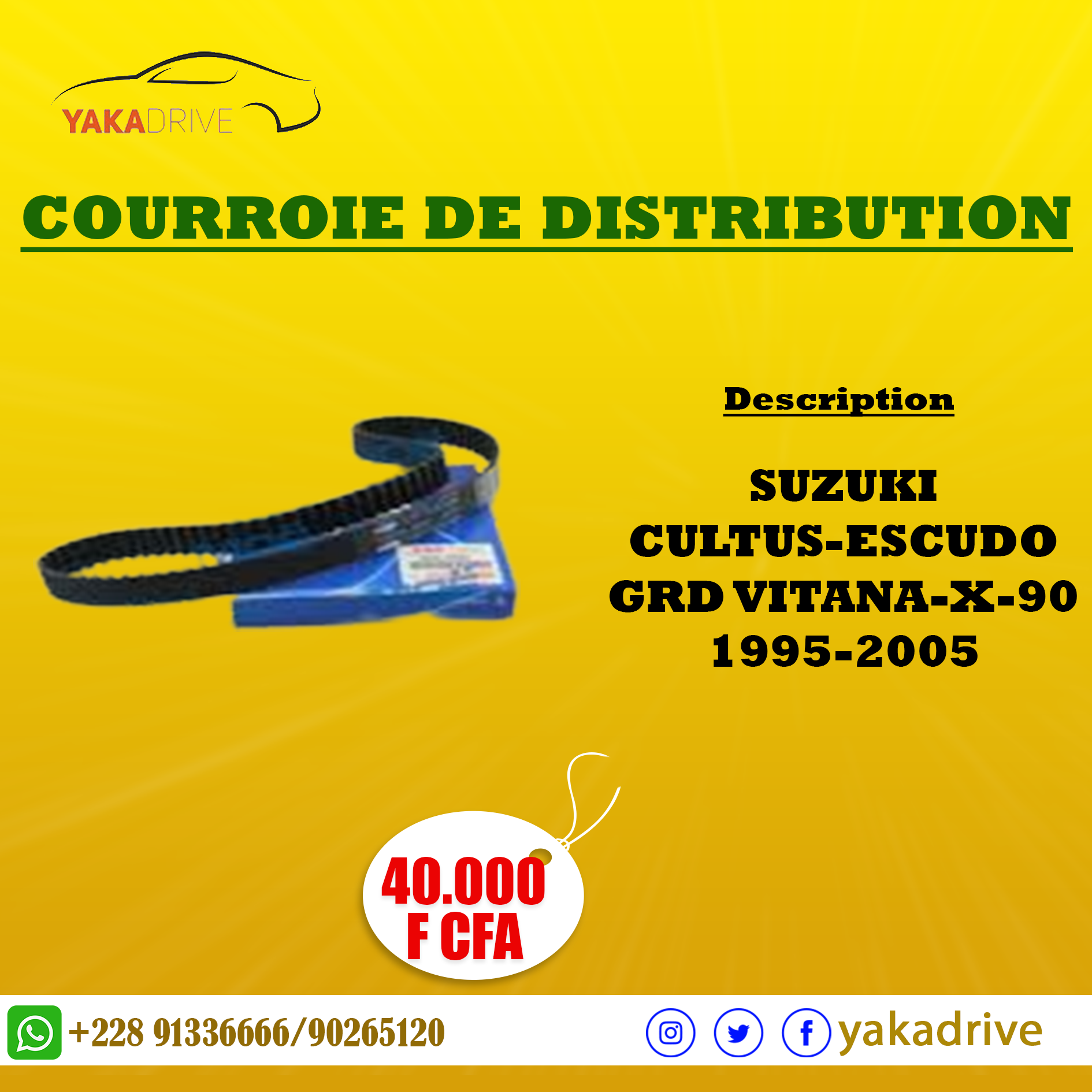 COURROIE DE DISTRIBUTION - YAKADRIVE